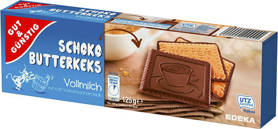 Recenze Gut & Günstig Schoko Butterkeks Vollmilch 125 g - Zbozi.cz