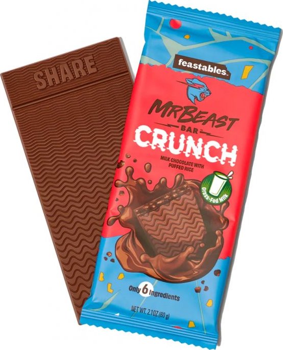 Feastables MrBeast Crunch mléčná čokoláda s pufovanou rýží 44 % 60 g od ...