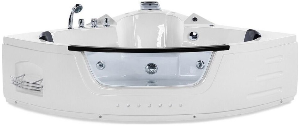 Vířivá rohová vana s LED osvětlením a vodními tryskami Martinica 144 x 198 cm bílá - Zbozi.cz