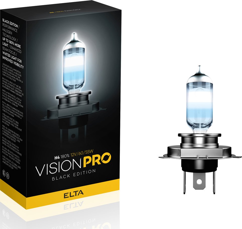 Elta VisionPro Black Edition H4 12V 55/60W 2 ks od 396 Kč - Zbozi.cz
