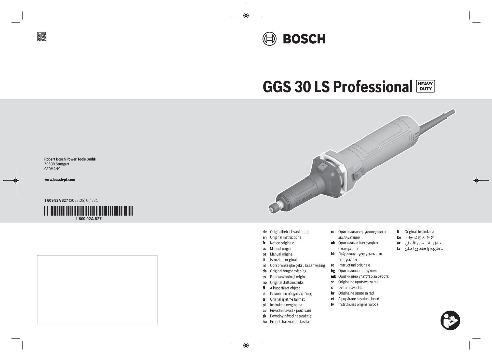 Manuál GGS 30 LS BOSCH Professional GGS 30 LS 06012B5020 - Zbozi.cz