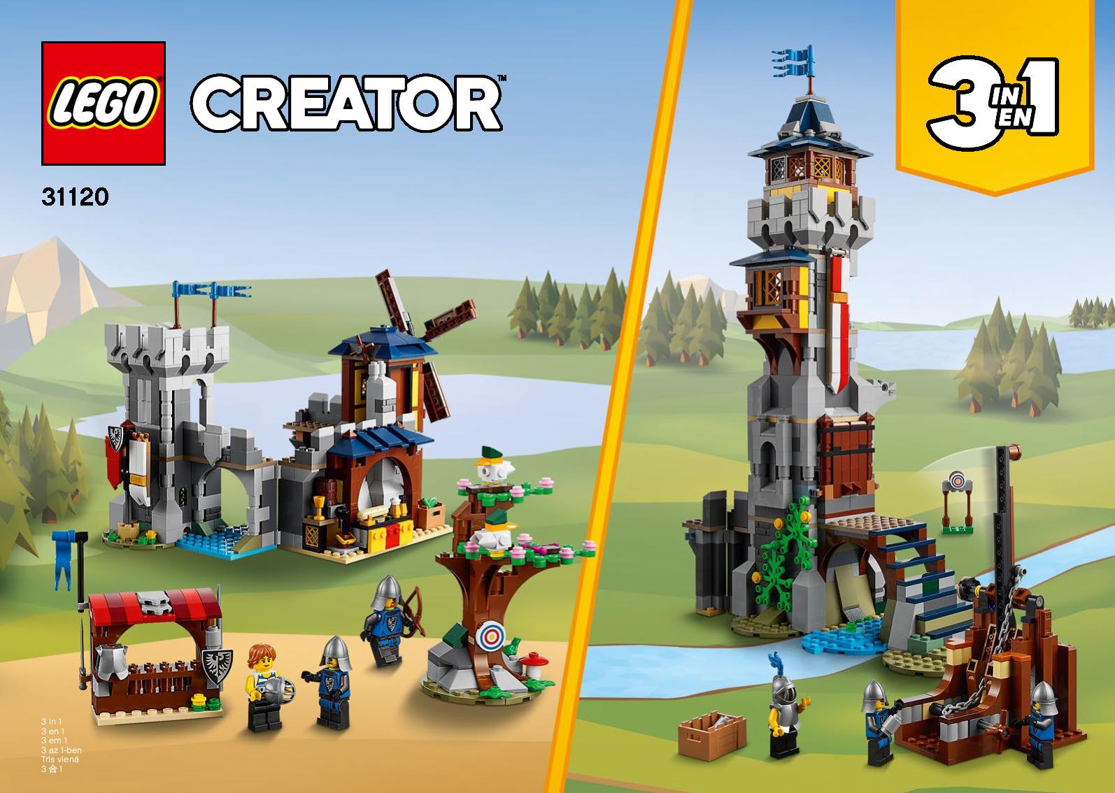 Návod na stavbu tržiště a hradní věže LEGO Creator 3v1 31120 Středověký ...