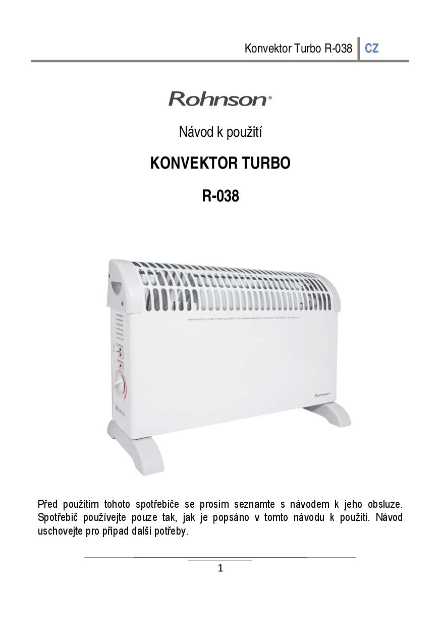 Návod k použití Rohnson Turbo R-038 - Zbozi.cz