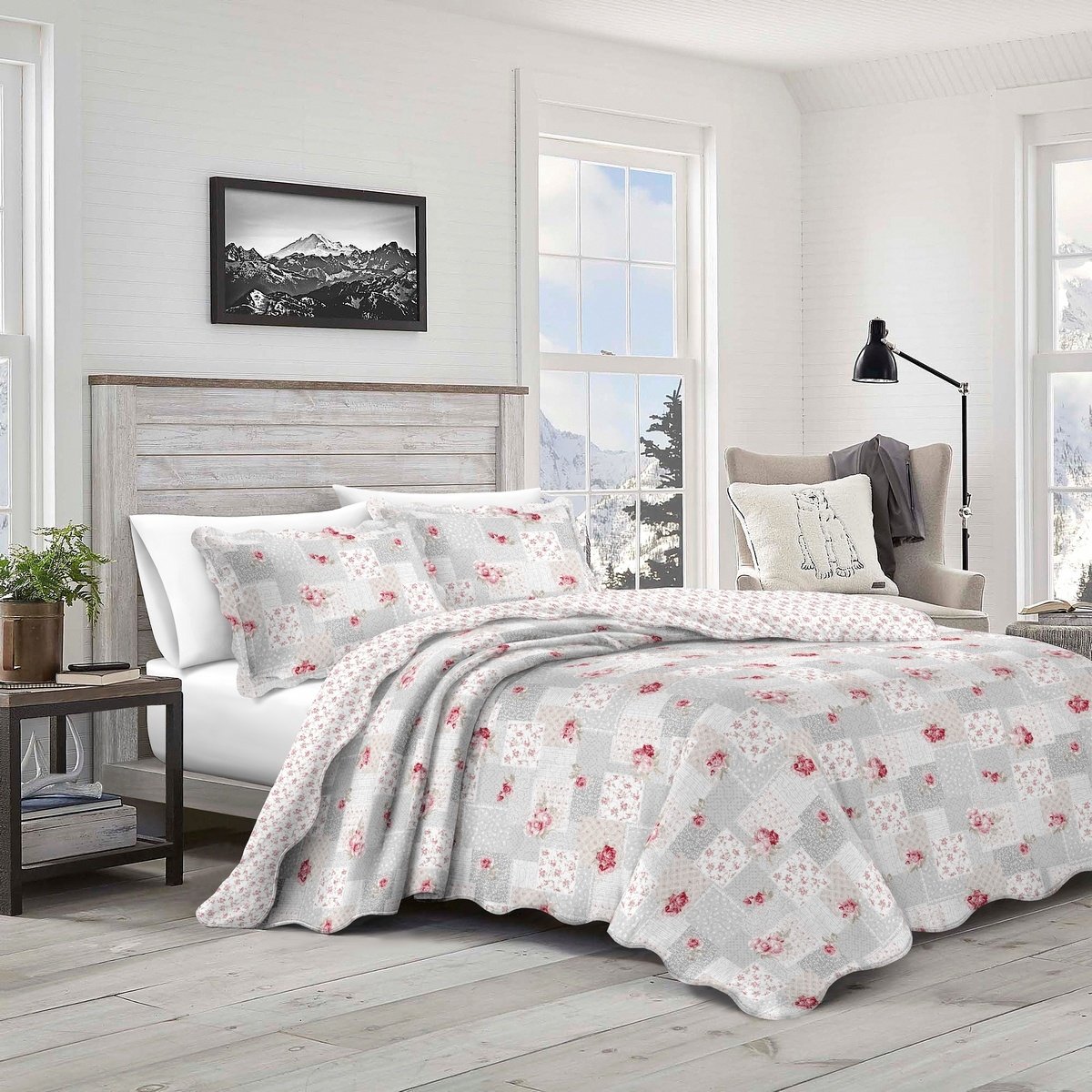 Patchwork Idea přehoz na postel šedý 230 x 250 cm + povlak na polštář ...