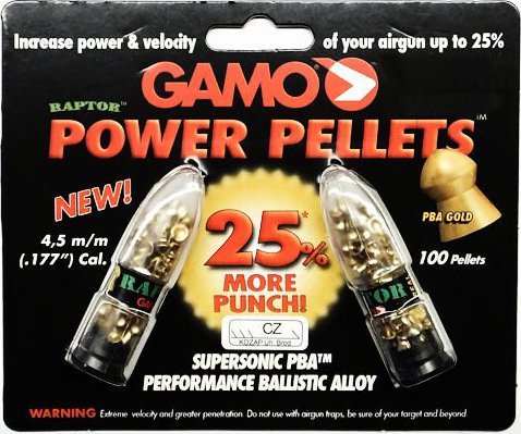 Gamo Outdoor Raptor Power Pellets PBA Gold 4,5 mm 100 ks od 250 Kč ...