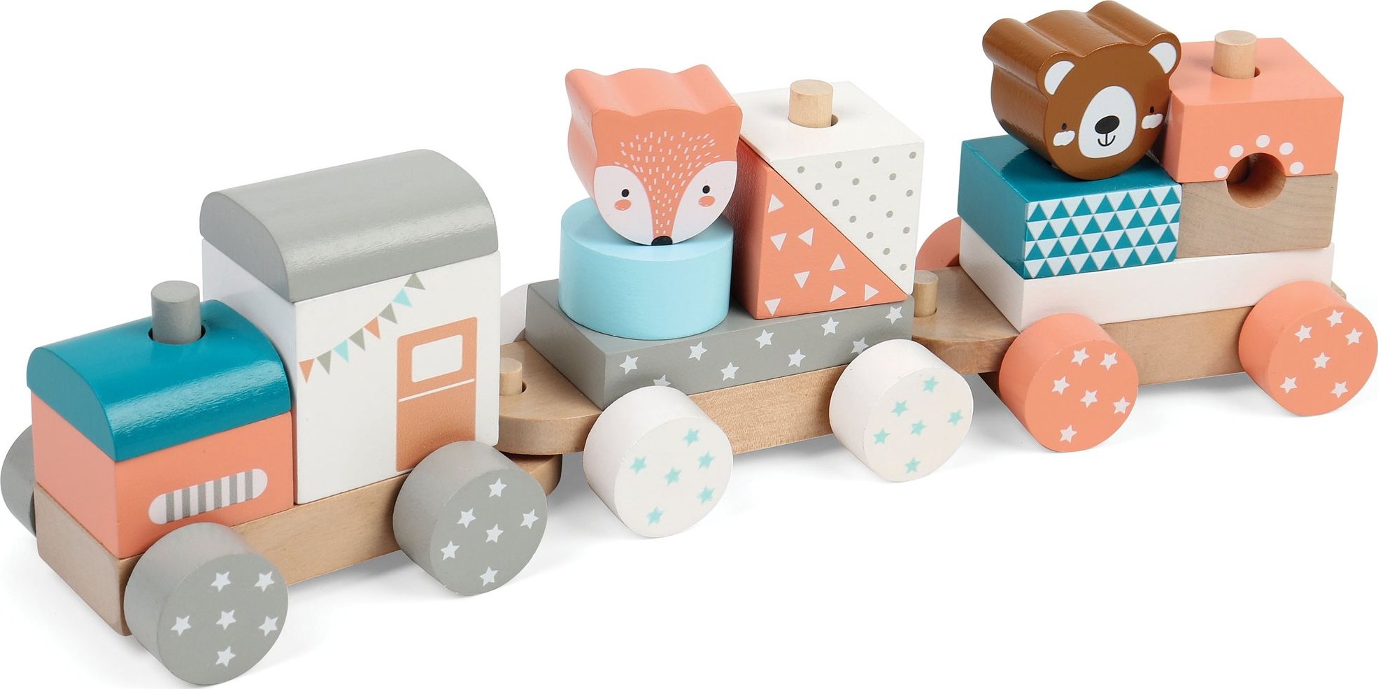 Chiroo Dřevěný vláček se zvířátky - Zbozi.cz