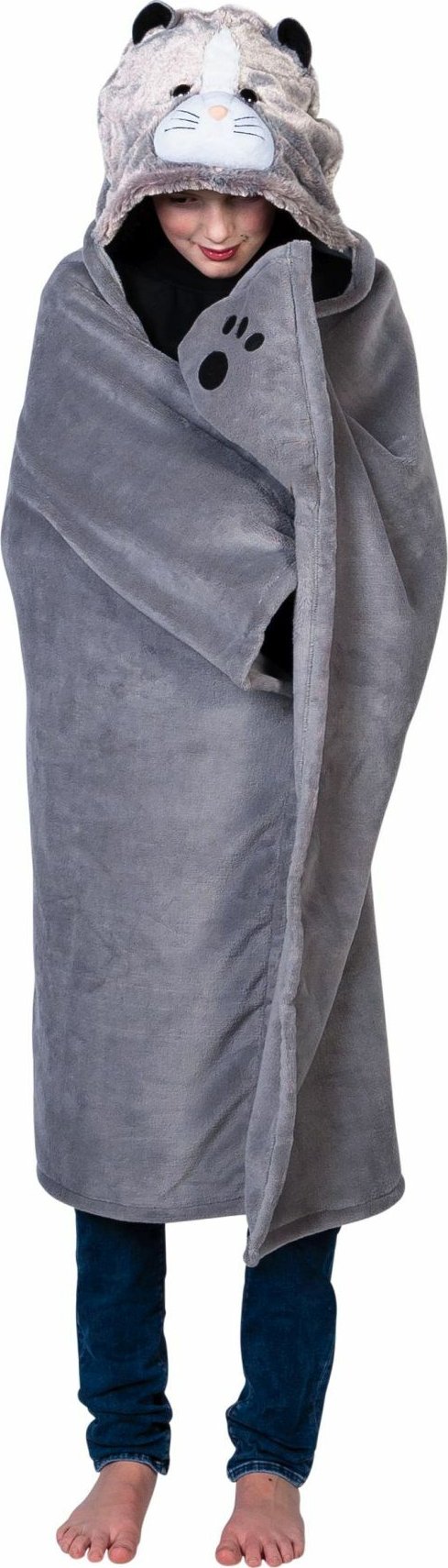 Cozy Noxxiez Hřejivá deka s kapucí se zvířátkem a tlapkovými kapsami ...