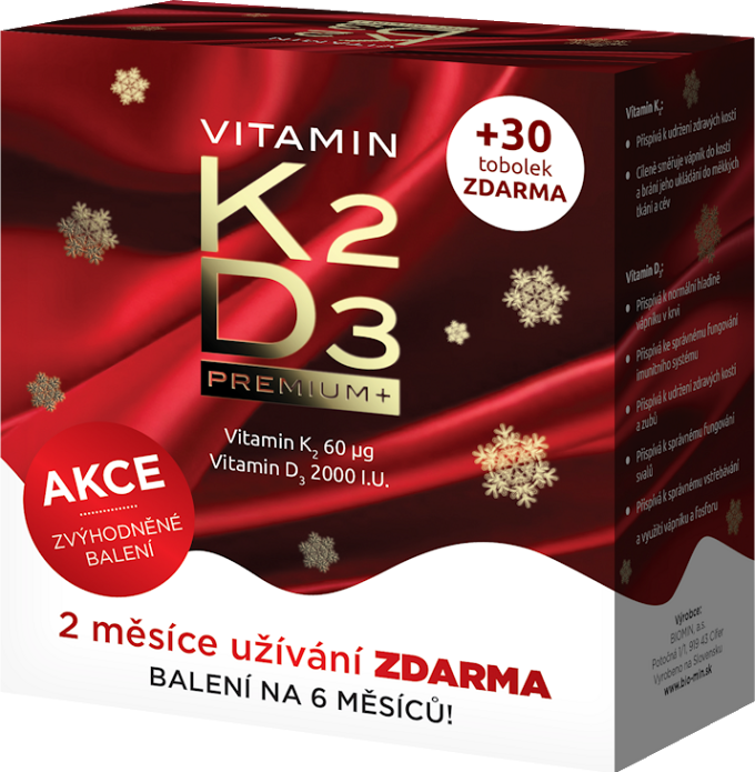 Biomin Premium+ vitamin K2 60 mcg + vitamin D3 2000 I.U. 90 tob. od 449 Kč - Zbozi.cz