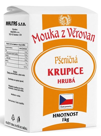 Malitas Pšeničná krupice hrubá 1 kg od 23 Kč - Zbozi.cz