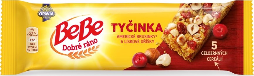 Opavia BeBe Dobré ráno tyčinka s brusinkami a lískovými oříšky 40 g ...