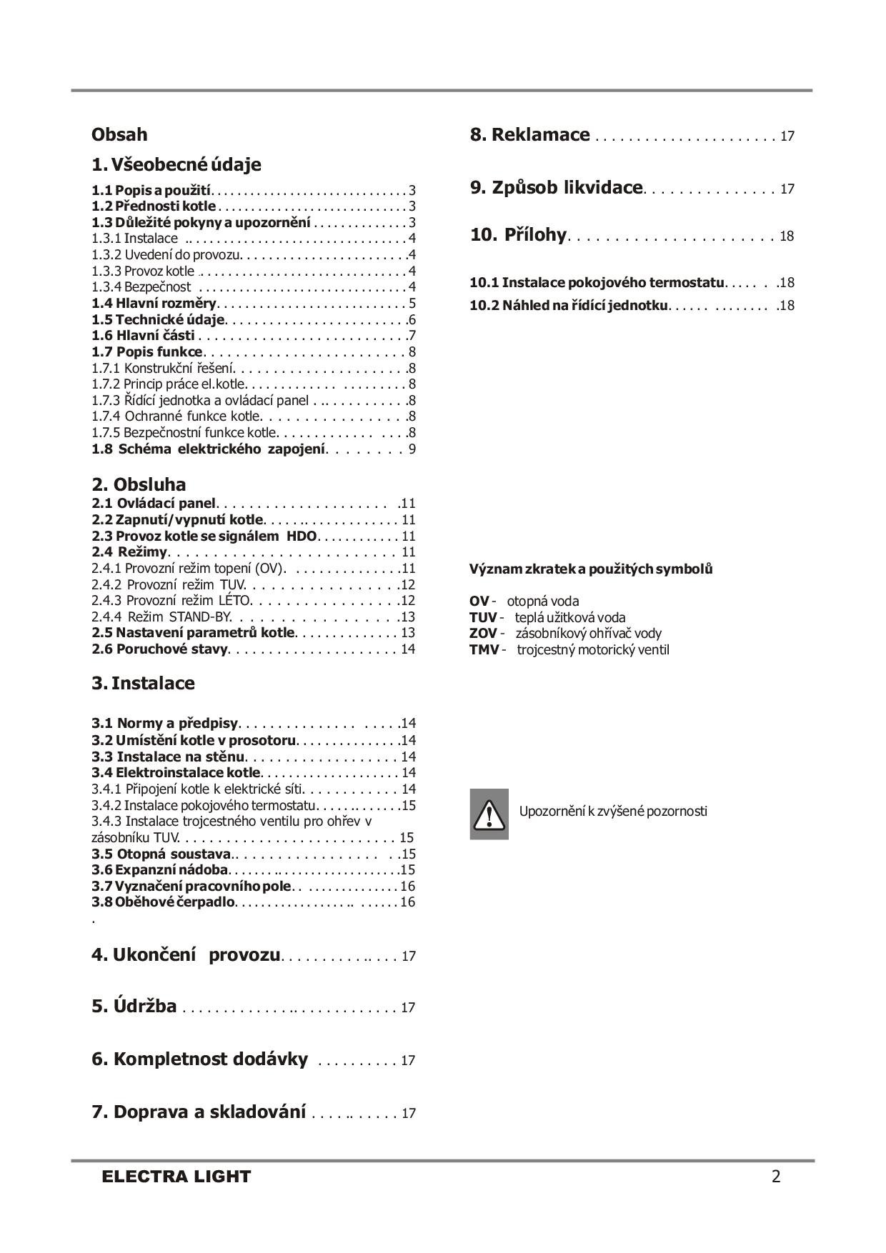 Návod k obsluze i montáži Brano Electra 08 Light - Zbozi.cz