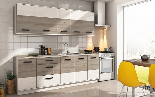 Savanna kuchyňská linka 220/220 cm Smoked Liberty Elm/leskle bílá od 14 ...