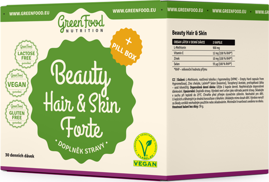 GreenFood Nutrition Beauty Hair & Skin Forte 120 cps. + pill box od 455 ...