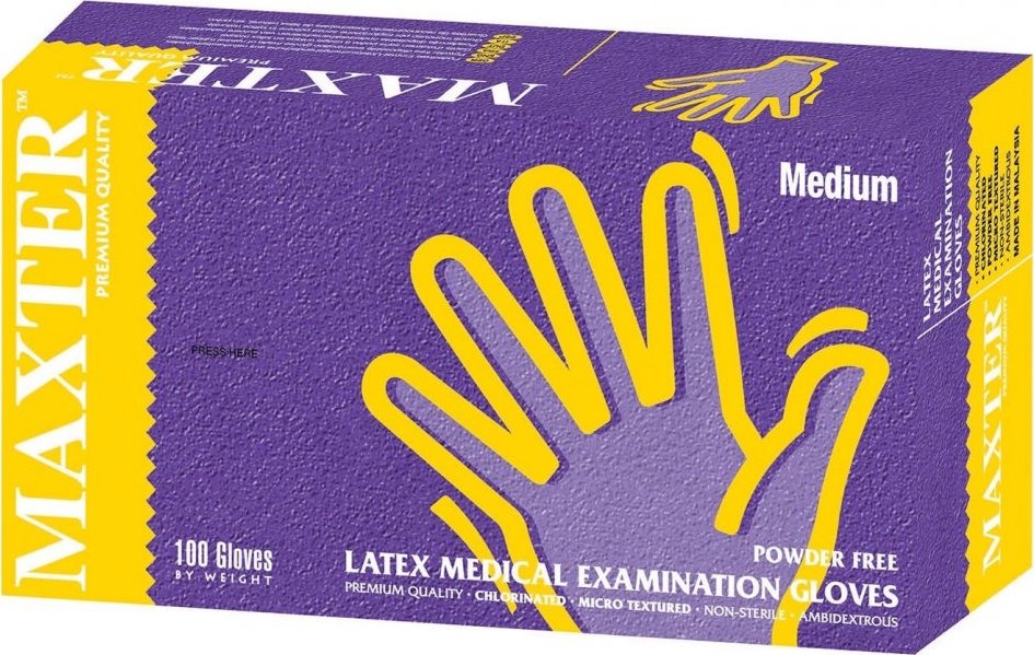 MAXTER GLOVE MANUFACTURING Latexové rukavice bez pudru 100 ks M od 200 ...