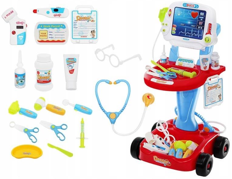 Foto Hra na doktory Iso Trade Lékařský vozík s vyšetřením EKG modrý ...