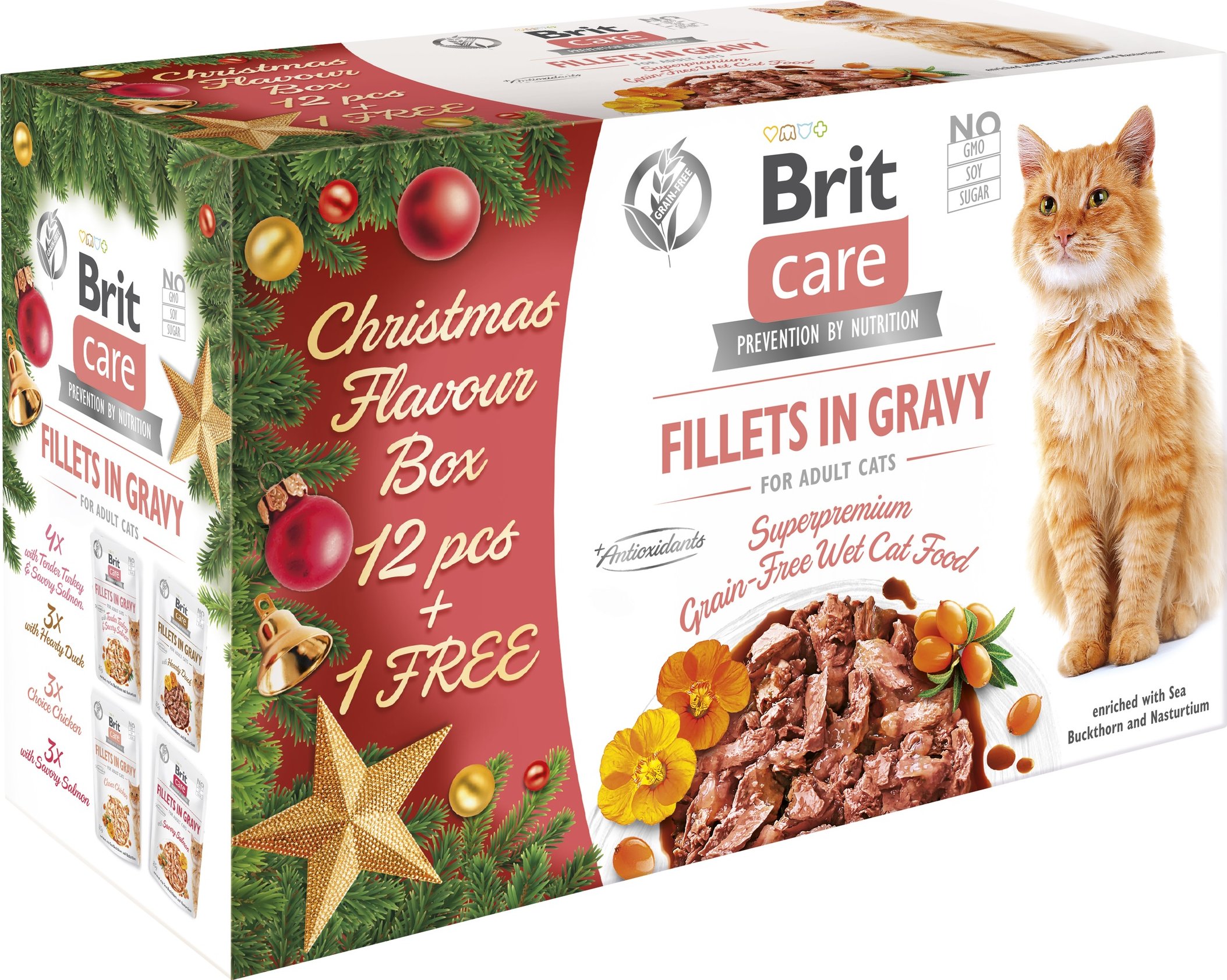 Brit Care Cat Adult Fillets in Gravy Christmas box 12 x 85 g + 1x 85 g ...