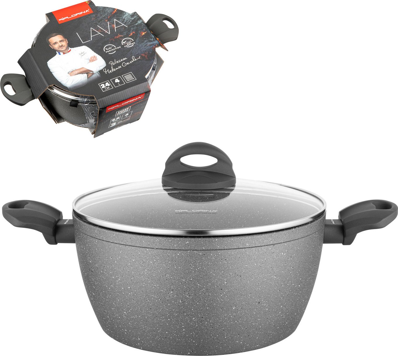 Florina Lava Stone hrnec s poklicí 24 cm šedý od 819 Kč - Zbozi.cz