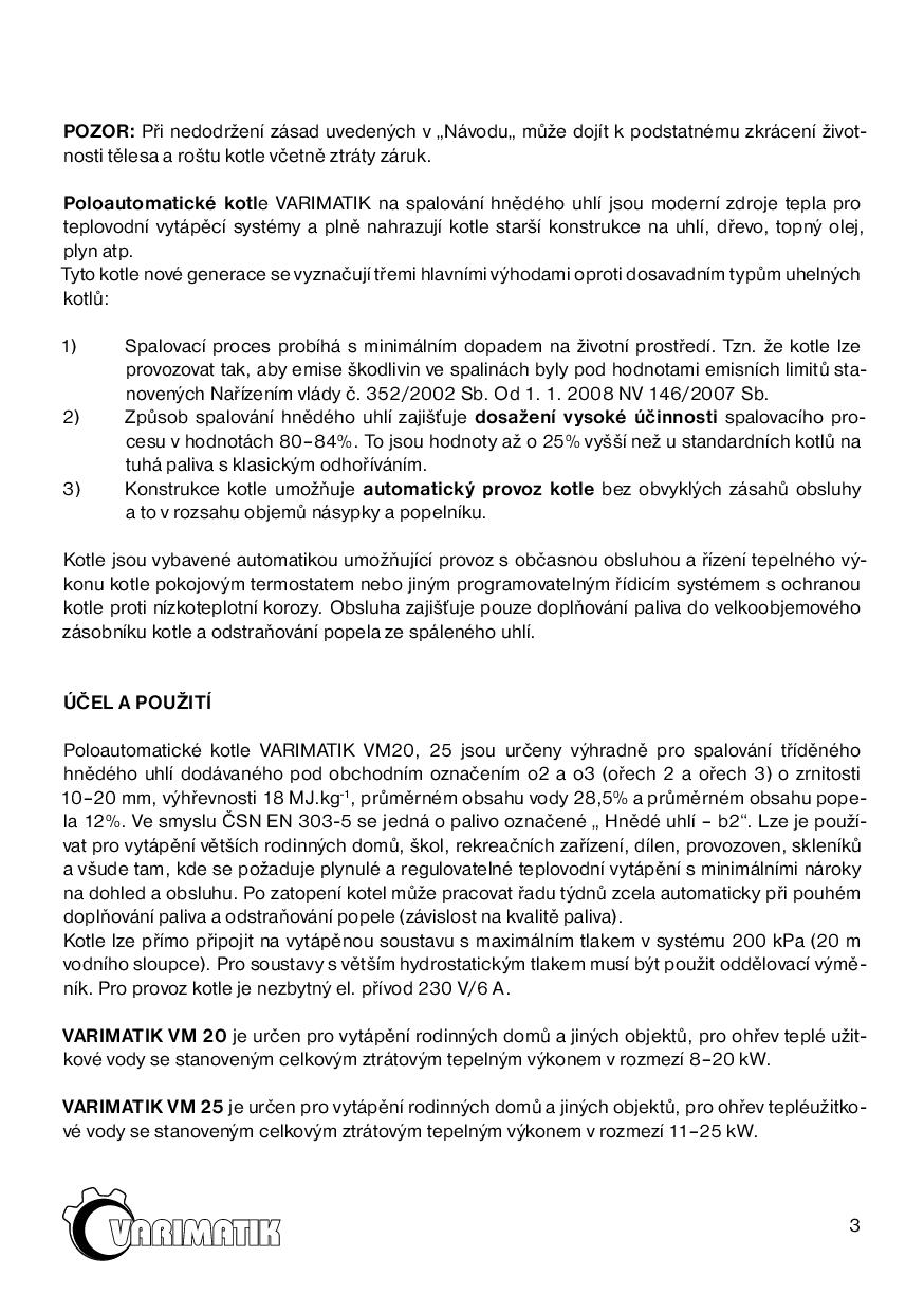 Návod k obsluze a údržbě Varimatik VM 25 pravý - Zbozi.cz