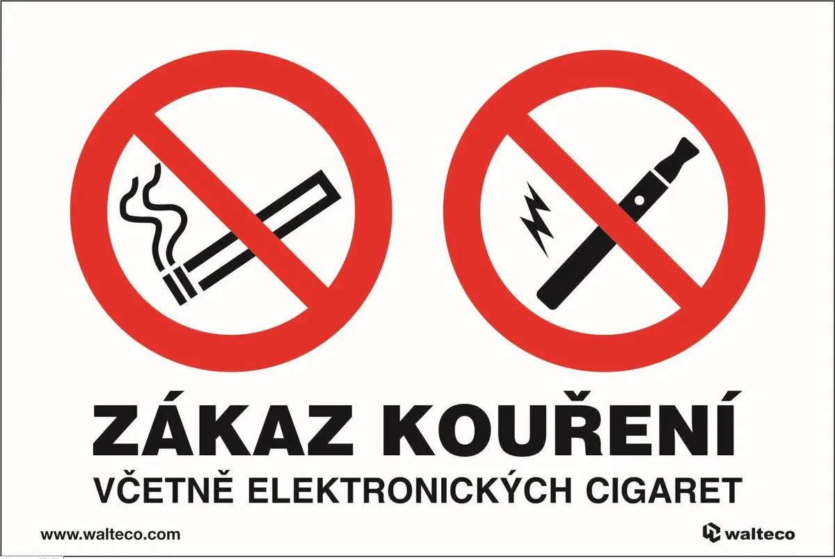 Foto Walteco Zákaz kouření včetně elektronických cigaret 15 x 10 cm ...