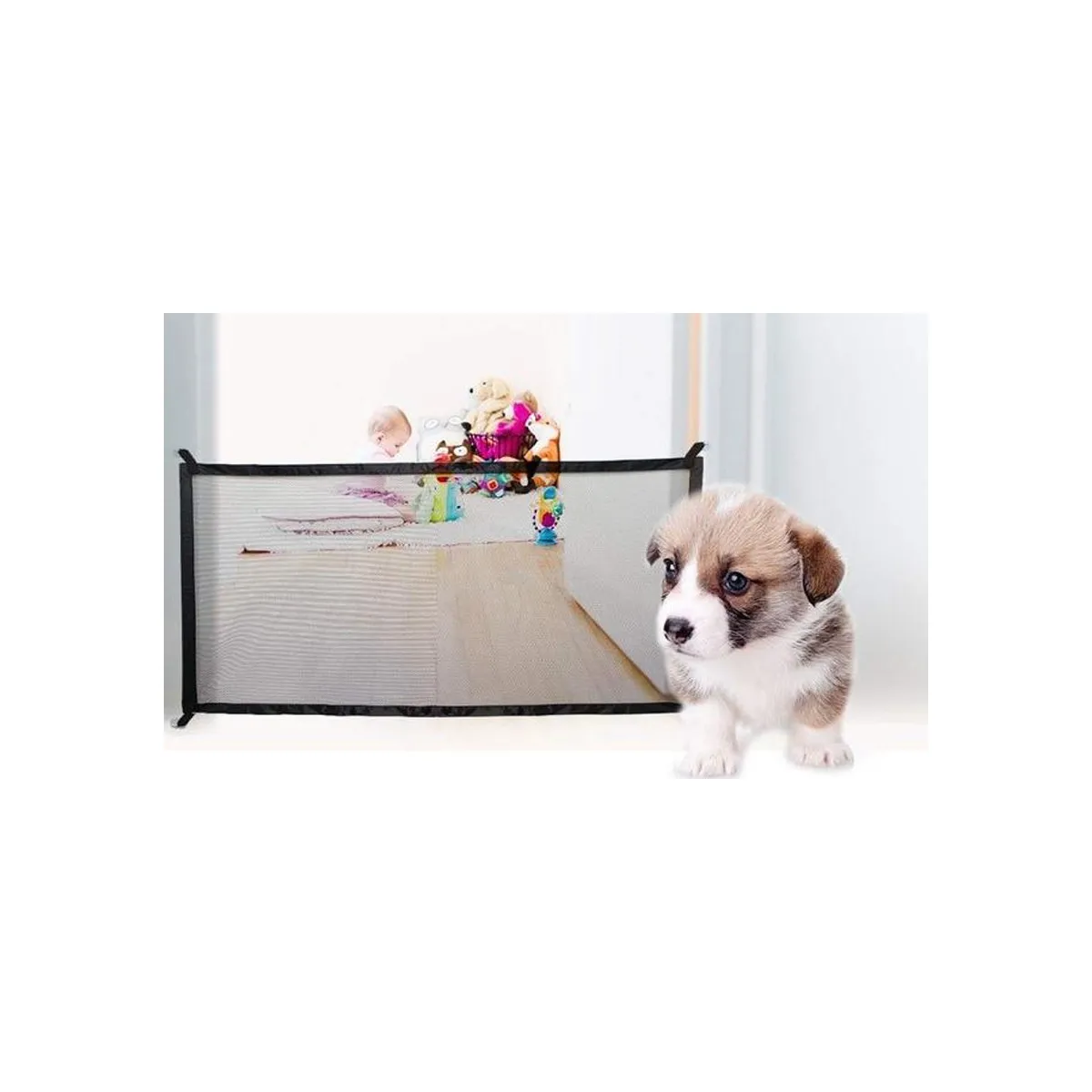 Foto Ohrádka pro psa Síťová dveřní zábrana pro psy černá 180 x 82,5 cm ...