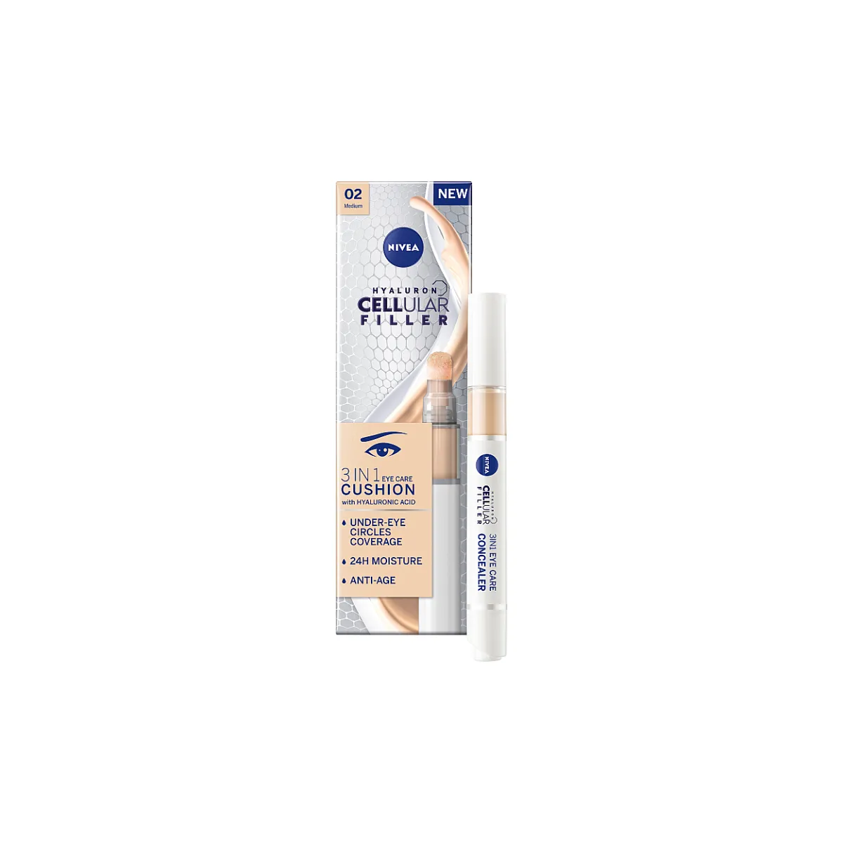 Foto Korektor Nivea Hyaluron Cellular Filler Cushion 3v1 korektor na ...