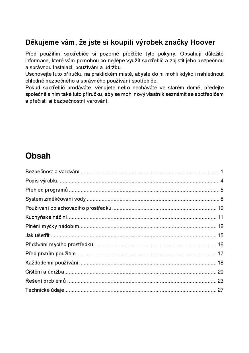 Uživatelská příručka Hoover HDIH 2T1145 - Zbozi.cz
