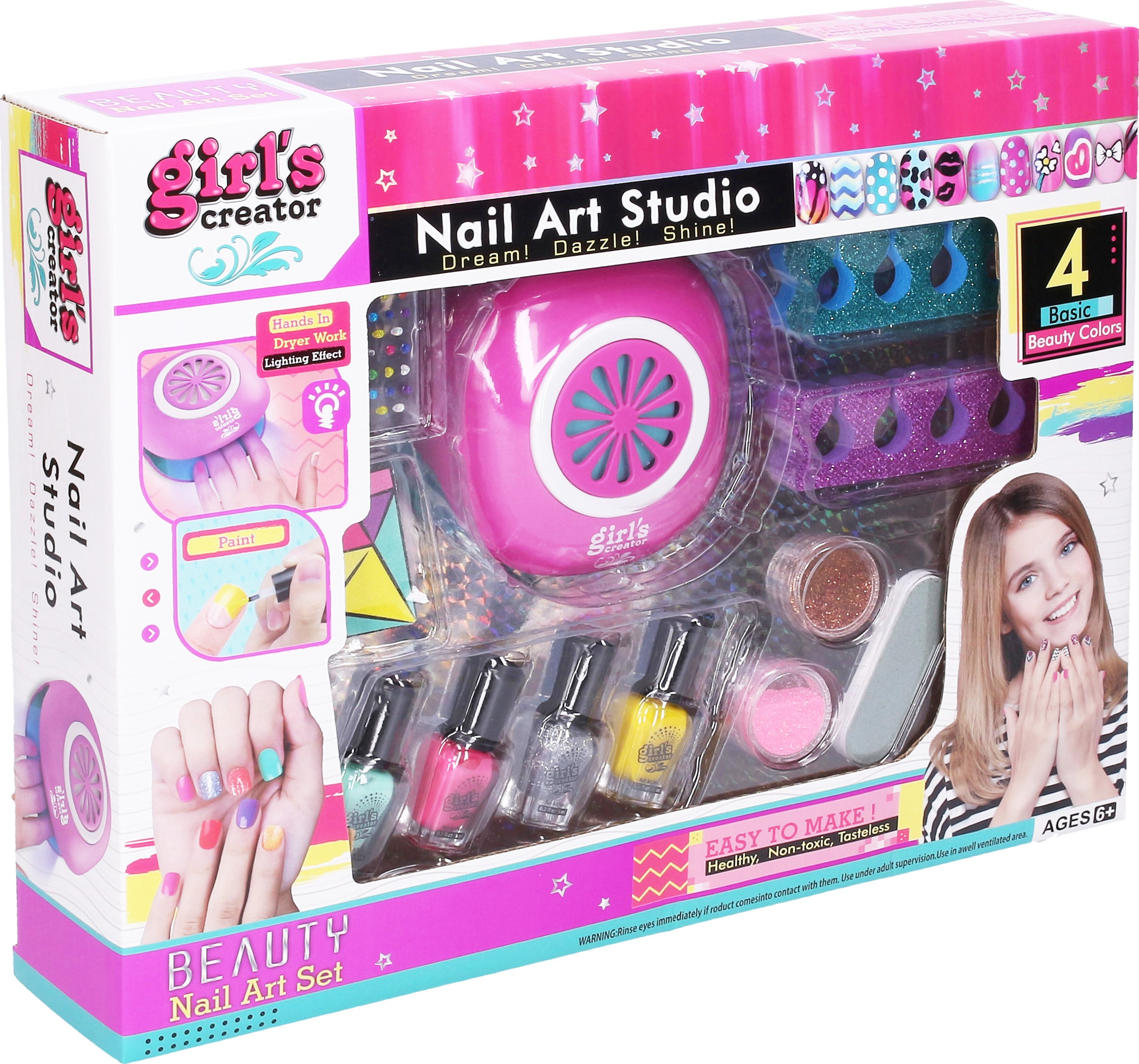 Girl's Creator Nehtové studio se 4 laky a vysoušečem 33 x 6,6 x 25,5 cm ...