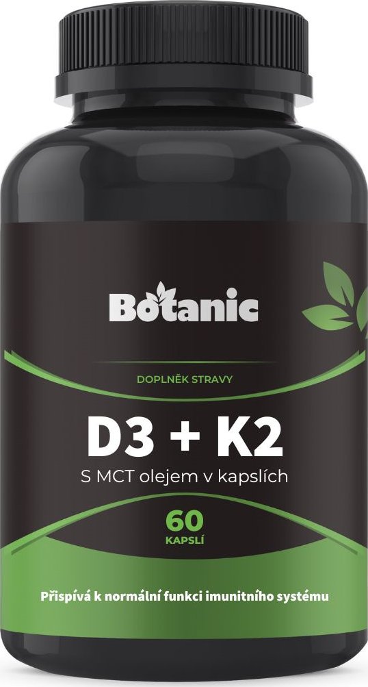 Botanic Vitamin D3/K2 s MCT olejem 60 cps. od 249 Kč - Zbozi.cz