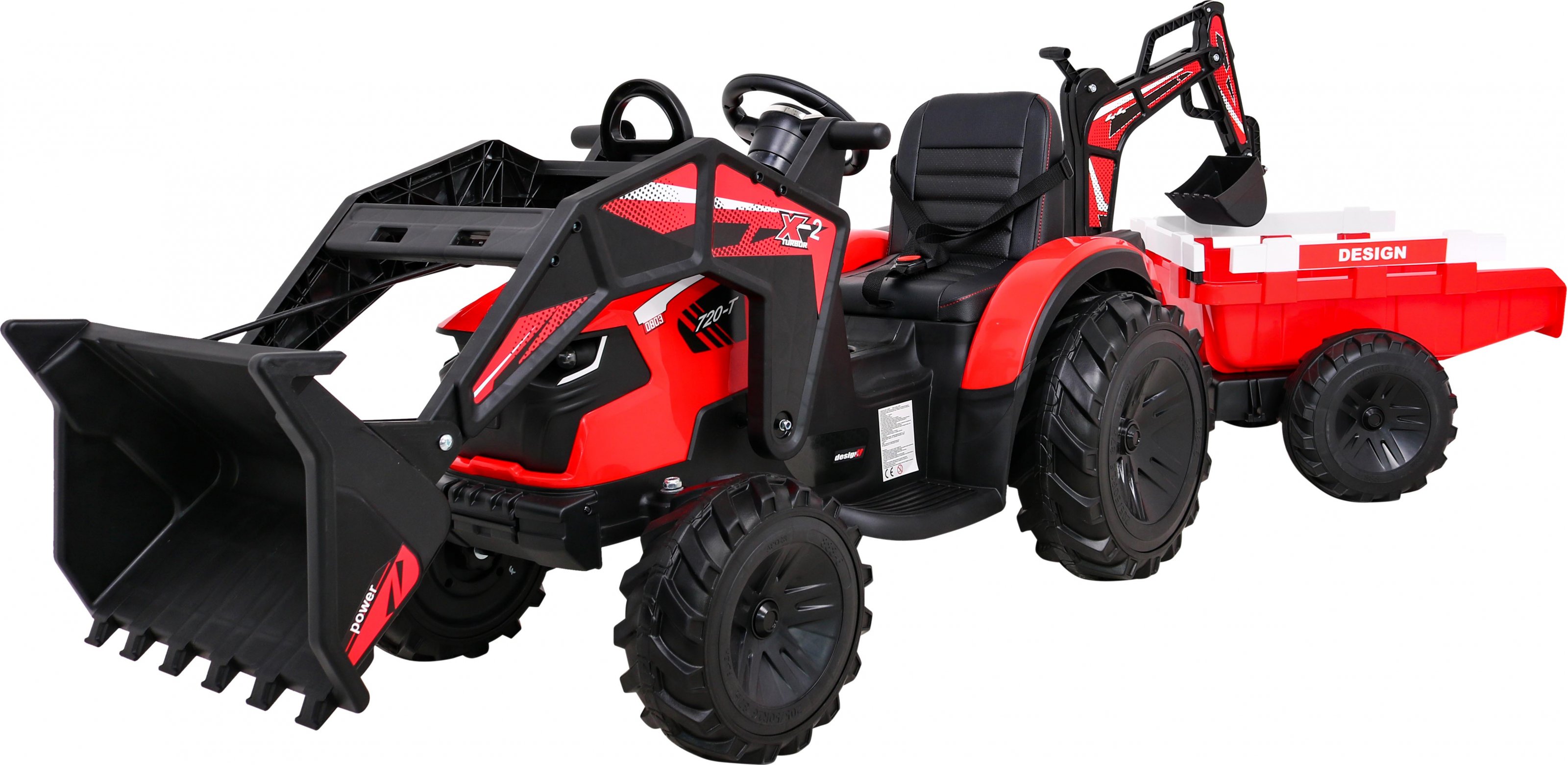 Dětský elektrický traktor 720-T 250 x 65 x 84 cm, červený od 7 755 Kč ...