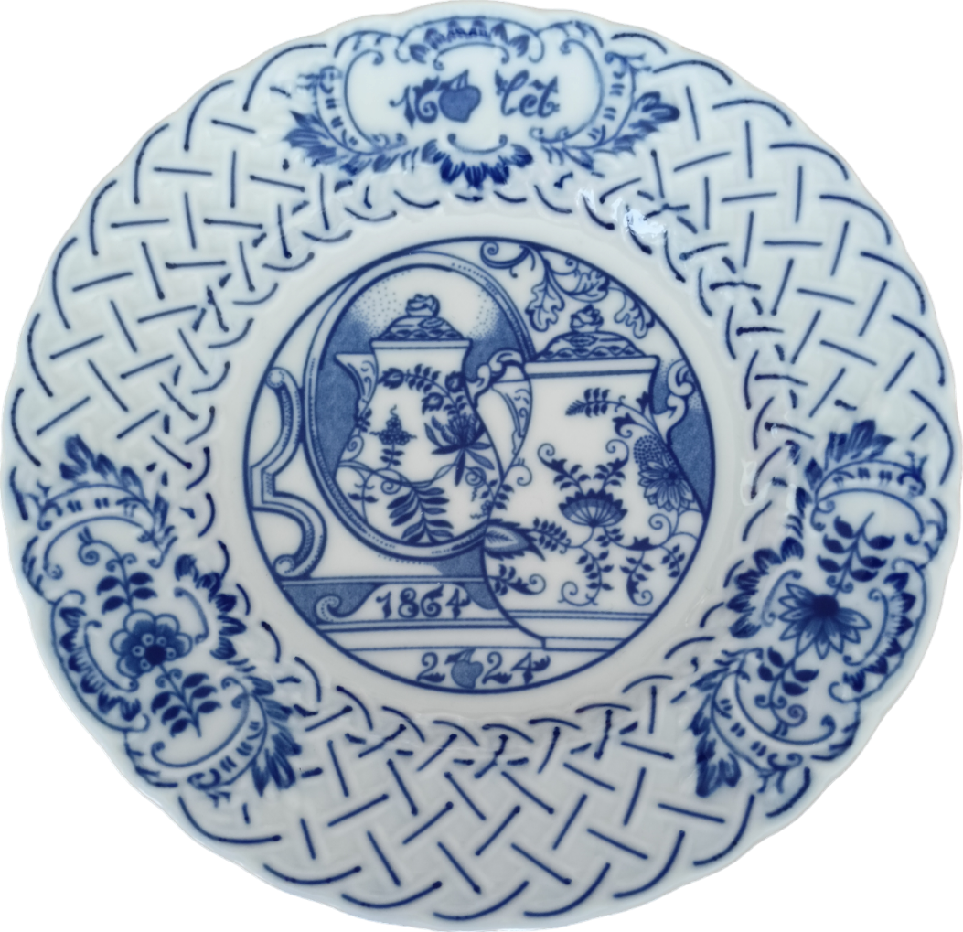 Český porcelán a.s.Závěsný reliéfní talíř výroční 2024 18 cm cibulák od ...