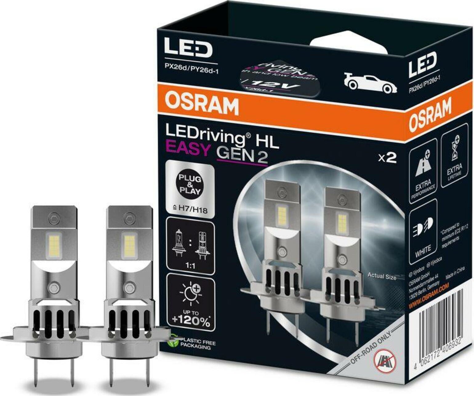 OSRAM LEDriving HL Easy Gen 2 H7/H18 12V 16W 2 ks od 895 Kč - Zbozi.cz