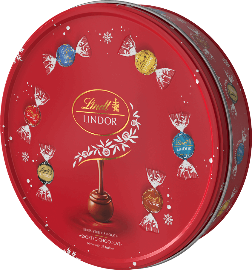 Lindt LINDOR Sharing Tin dárková plechová dóza červená 450 g od 400 Kč ...
