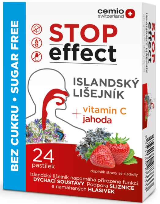 Cemio Stop Effect islandský lišejník bez cukru jahodový 24 pastilek od ...