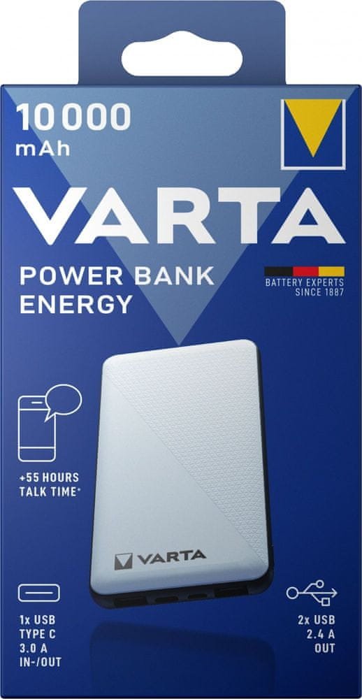 Varta Power Bank Energy 10000 mAh bílá od 427 Kč - Zbozi.cz