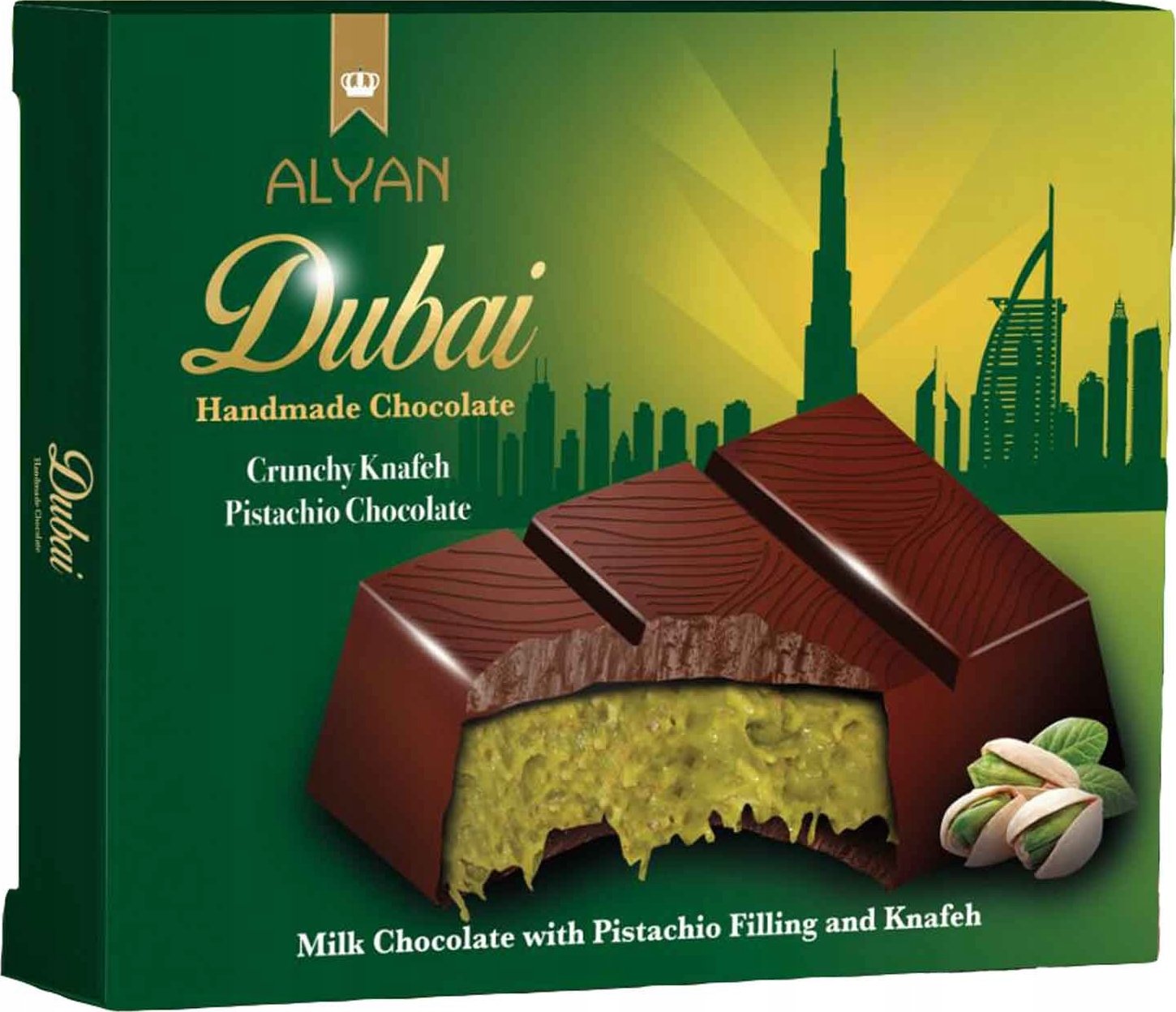 Alyan Dubai Chocolate With Crispy Kunefe and Pistachio mléčná, 100 g od ...