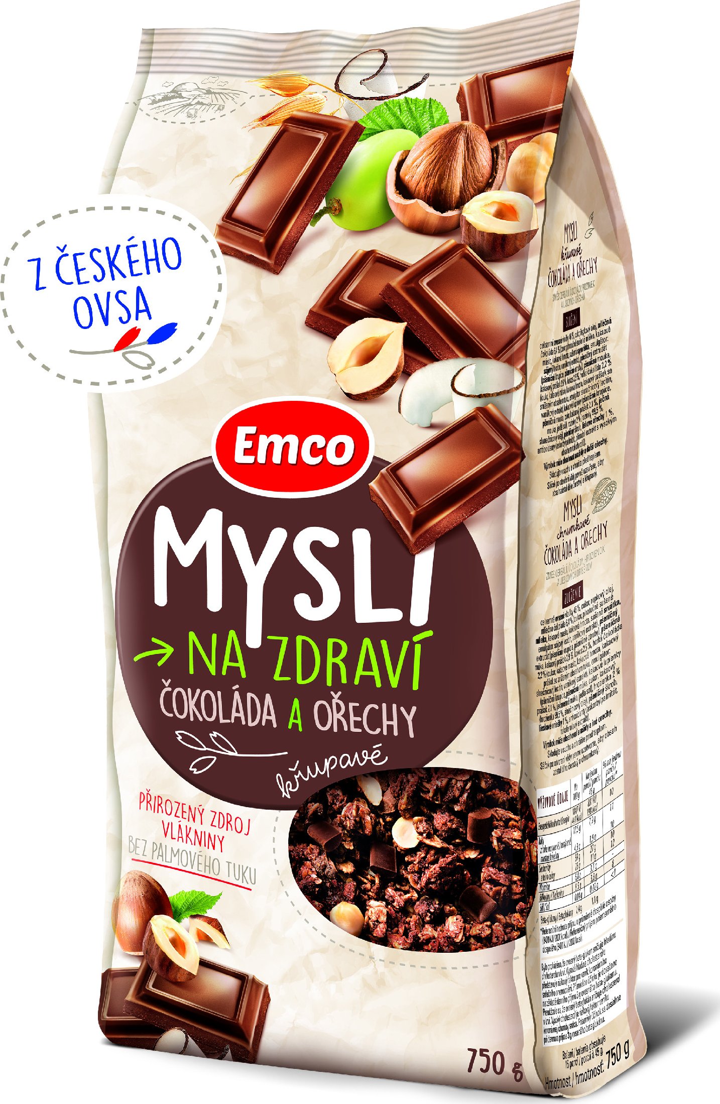 Recenze EMCO Mysli na zdraví křupavé čokoláda a ořechy 750 g - Zbozi.cz