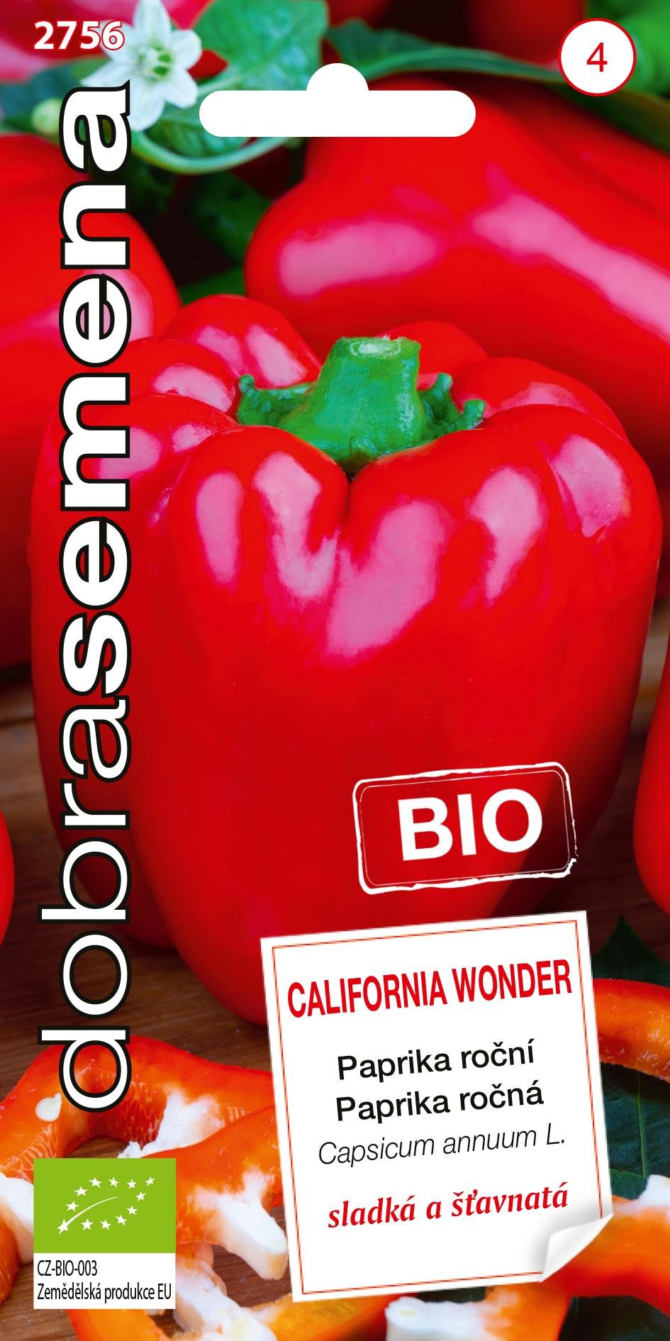 Dobrá semena Paprika roční California Wonder BIO 0,3 g od 27 Kč - Zbozi.cz