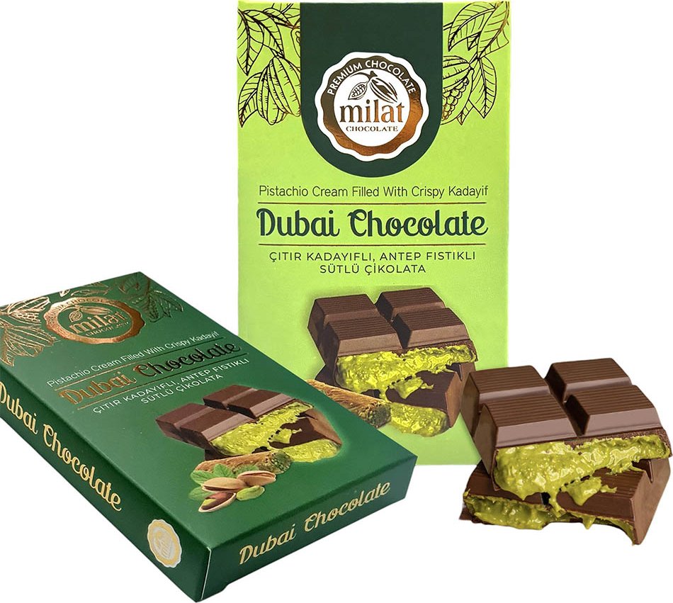 Milat Dubai Chocolate mléčná 35 % 60 g - Zbozi.cz