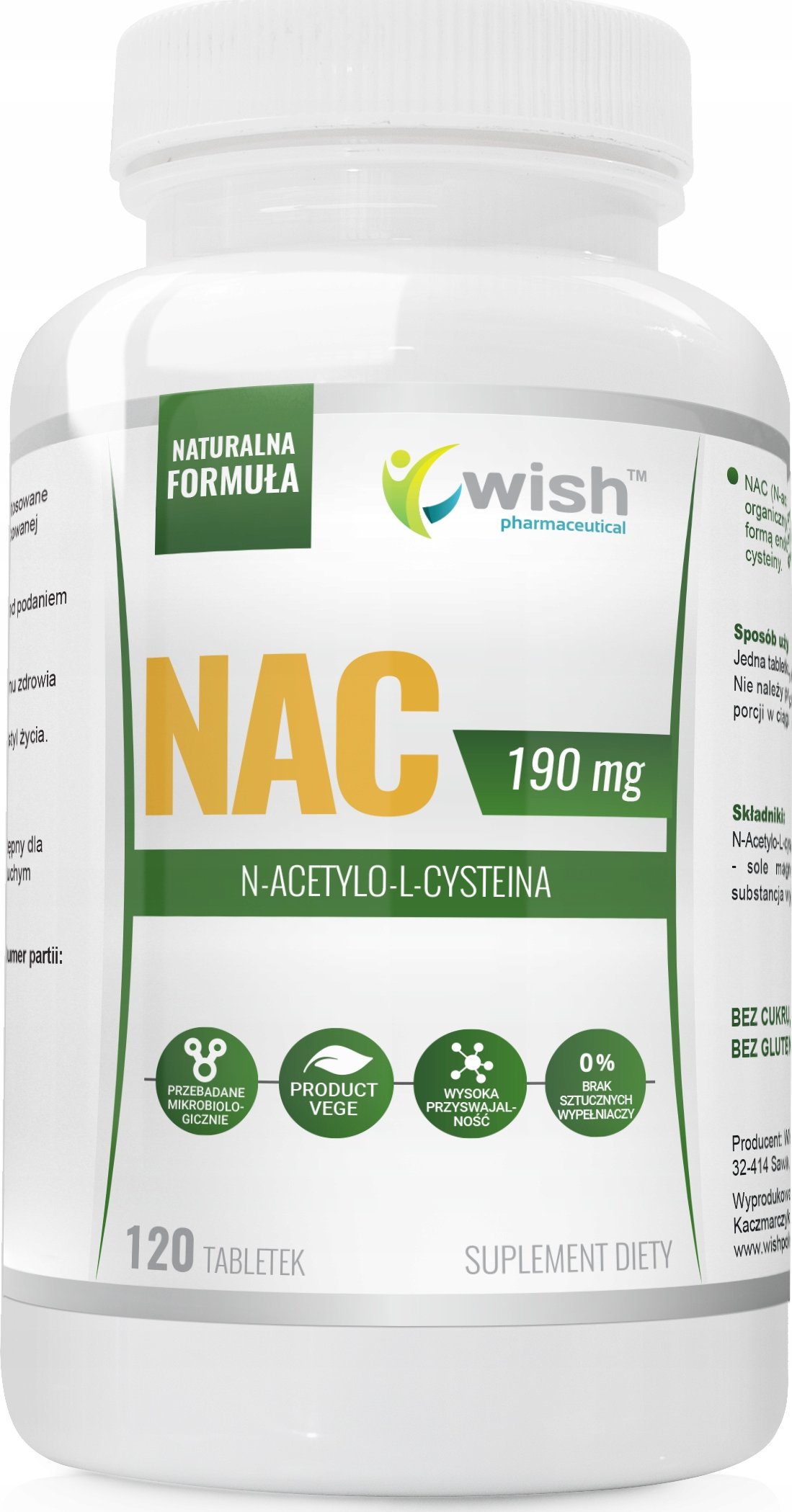 Wish Pharmaceutical NAC N-Acetyl-L-Cystein 190 mg 120 cps. od 192 Kč ...