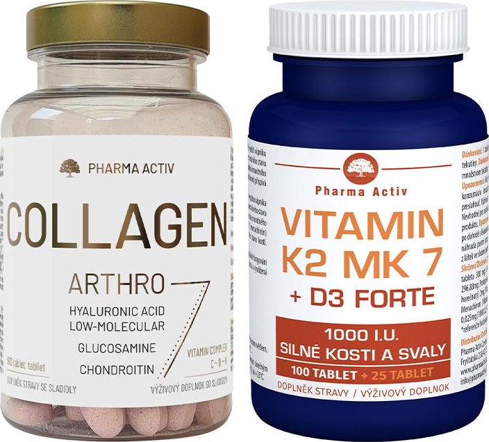 Pharma Activ Collagen Arthro 90 tbl. + Vitamín K2 MK7 + D3 Forte 125 ...