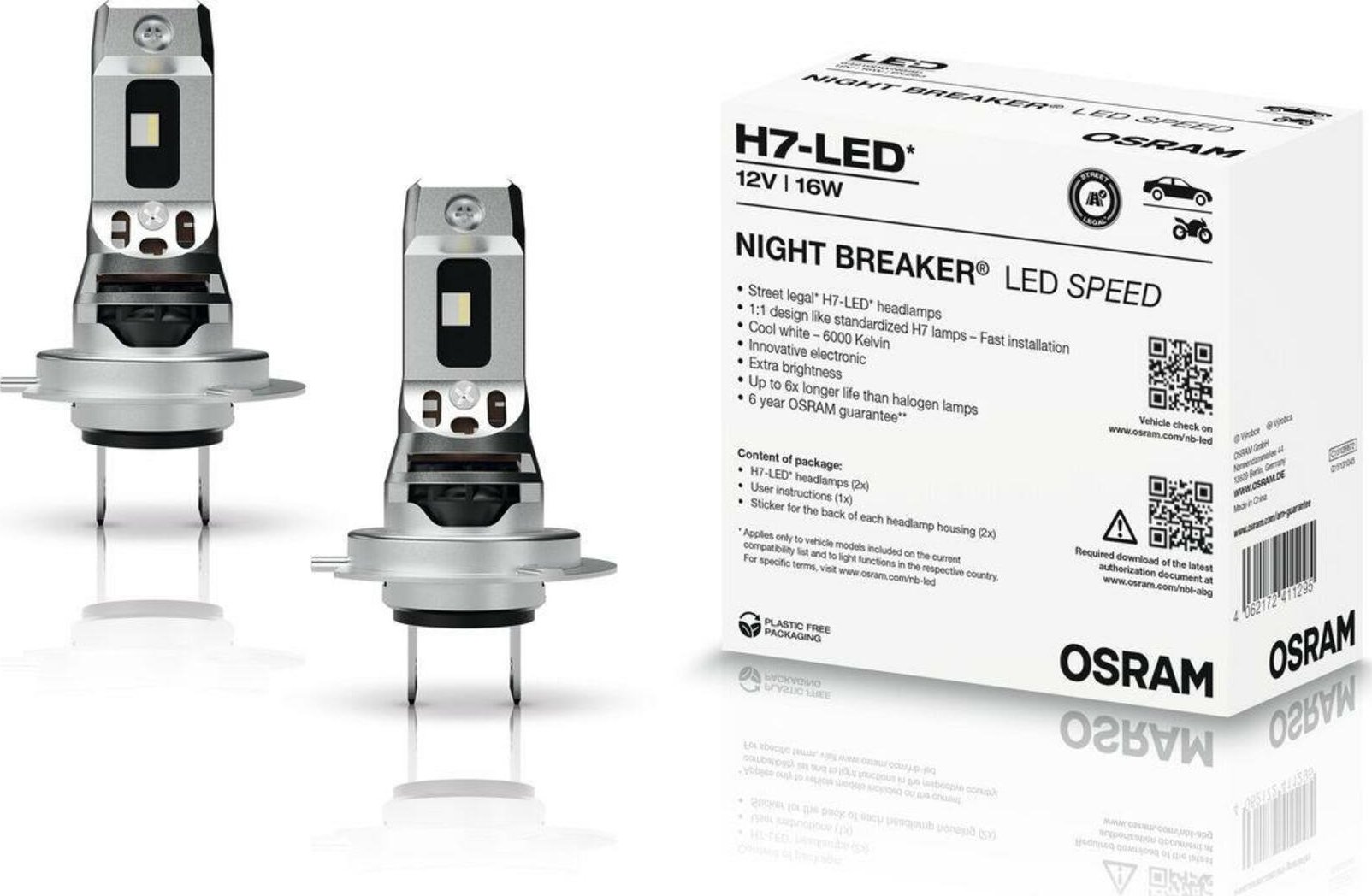 OSRAM Night Breaker LED Speed 64210DWNBSP H7 12V 16W 2 ks od 3 229 Kč - Zbozi.cz