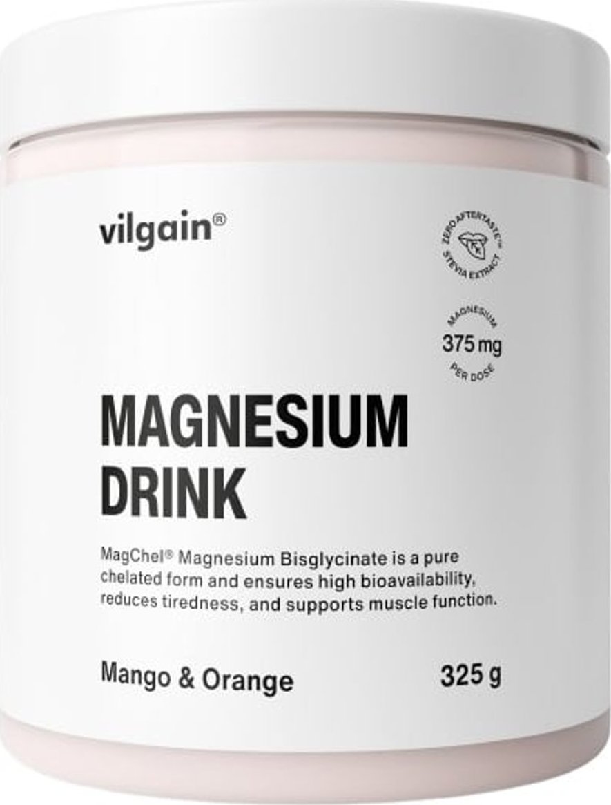 Recenze Vilgain Magnesium Drink mango a pomeranč 325 g - Zbozi.cz