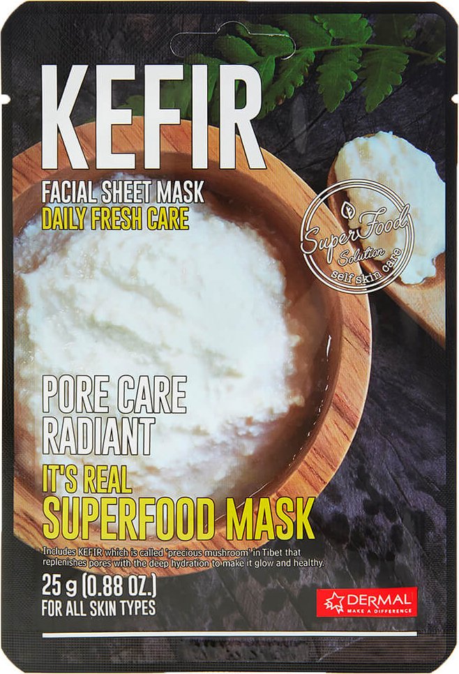 Dermal It's Real Superfood Mask Kefir zklidňující pleťová maska 25 ml ...