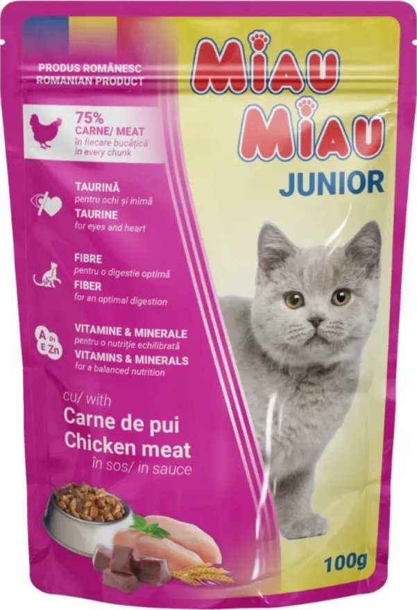 Miau Miau Cat Junior kapsička kuřecí 100 g od 8 Kč - Zbozi.cz
