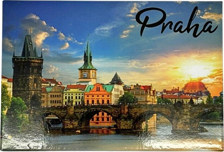 GiftyCity Plechový magnet 8 x 5,5 cm Praha Karlův most z nábřeží - Zbozi.cz