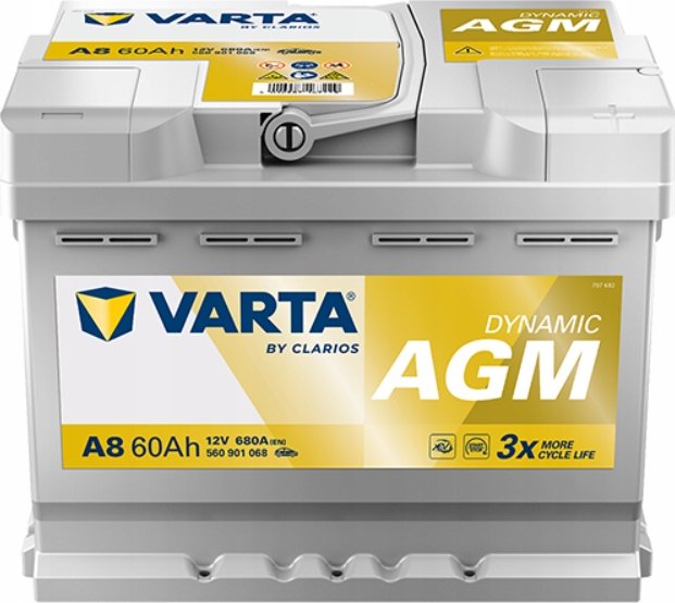 Varta Dynamic AGM A8 560901068K262 12V 60Ah 680A od 2 940 Kč - Zbozi.cz
