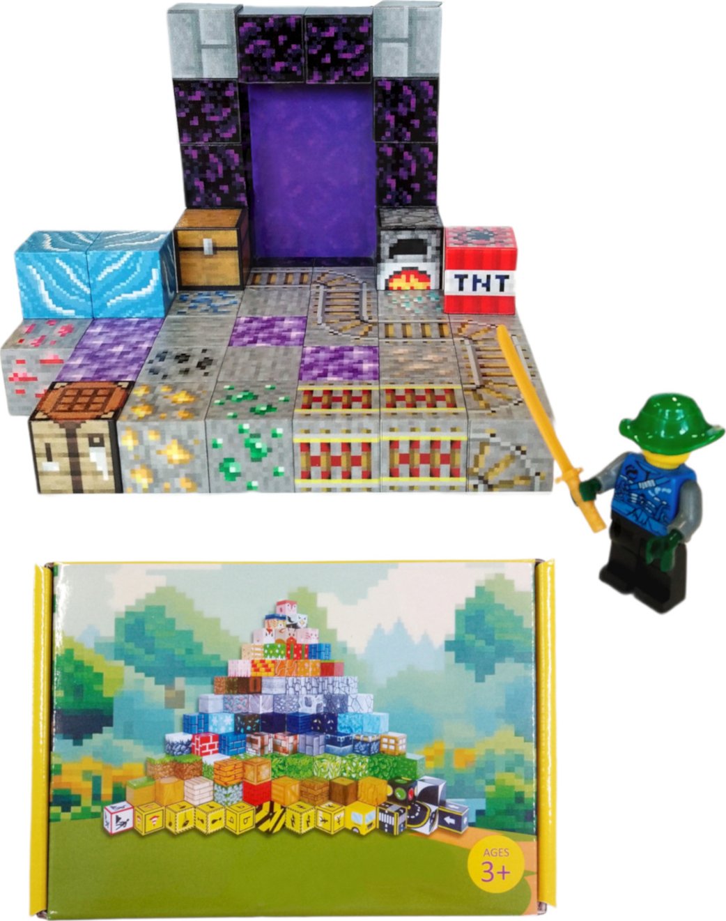 Toybit Minecraft magnetická stavebnice Portál a TNT s postavičkou 51 ks ...