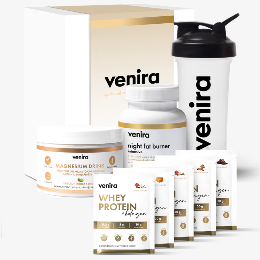 VENIRA Dárková sada Whey Protein 5x 30 g + Night Fat Burner 80 cps ...