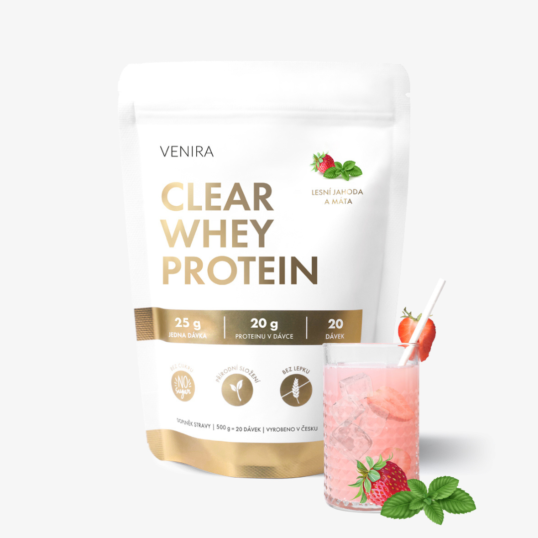 VENIRA Clear Whey Protein 500 g, lesní jahoda/máta od 869 Kč - Zbozi.cz