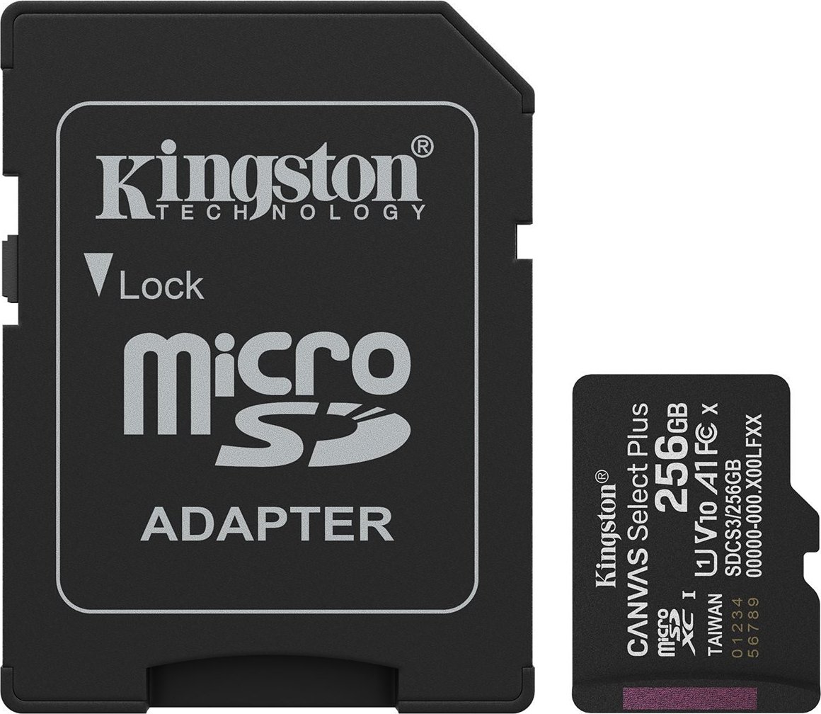 Kingston Canvas Select Plus Gen 3 microSDXC 256 GB UHS-I U1 V10 + SD ...
